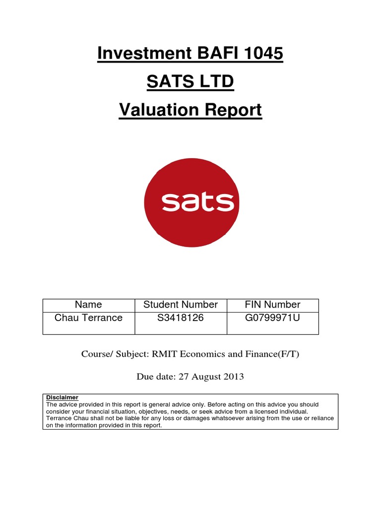 Sats Report | PDF | Price–Earnings Ratio | Beta (Finance)