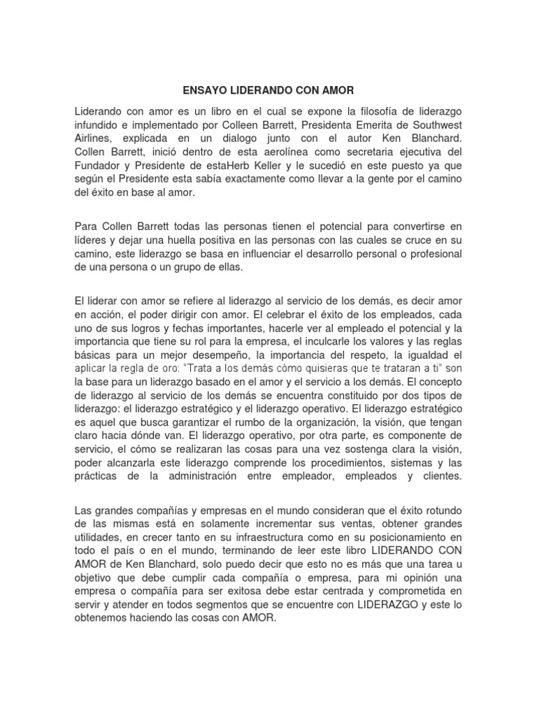 Liderando con Amor: Filosofía de Éxito | PDF | Liderazgo | Amor