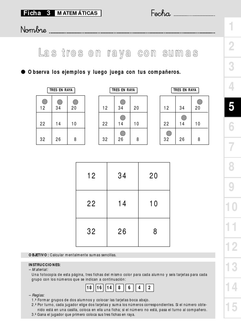M2las Tres en Raya Con Sumas | PDF | Juego de azar | Juegos de ...