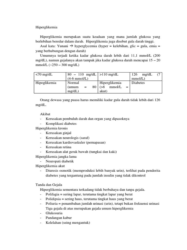 Hiperglikemia: Penyebab, Gejala, dan Dampaknya | PDF | Kesehatan Holistik