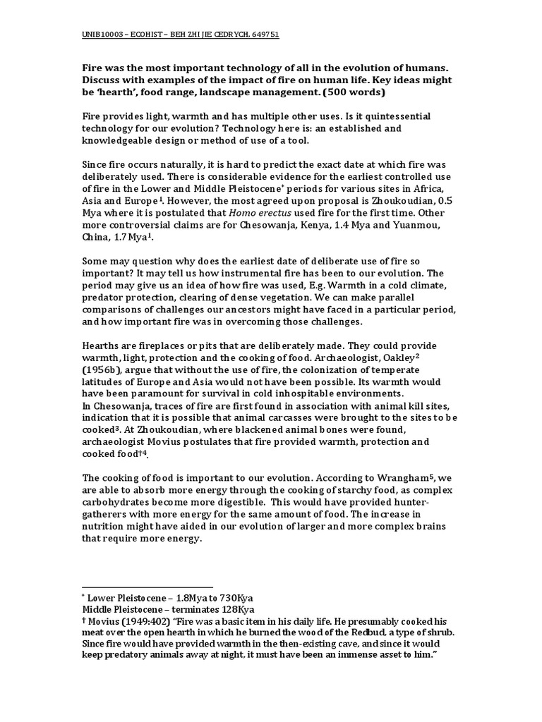 Impact of Fire on Human Evolution | PDF | Human Evolution | Natural ...