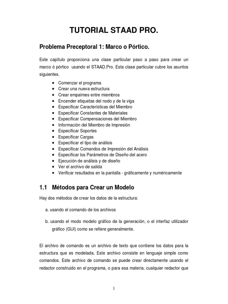 Tutorial Staad Pro 2004 Castellano Pdf Archivo De Computadora