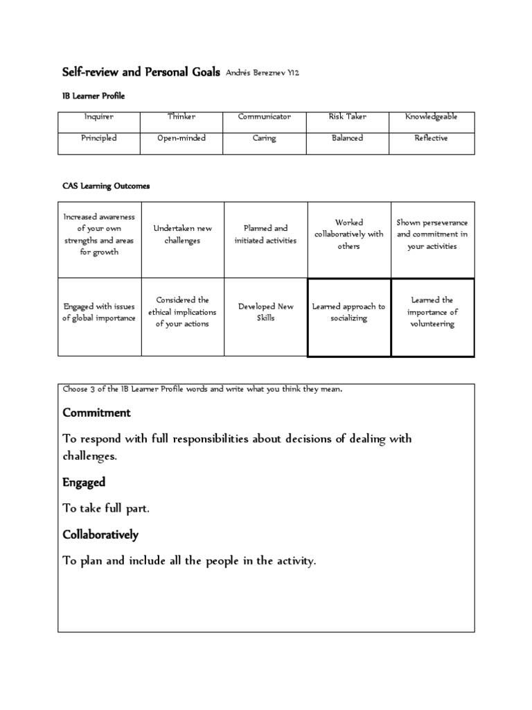 Self-Review and Personal Goals | PDF | Socialization | Volunteering