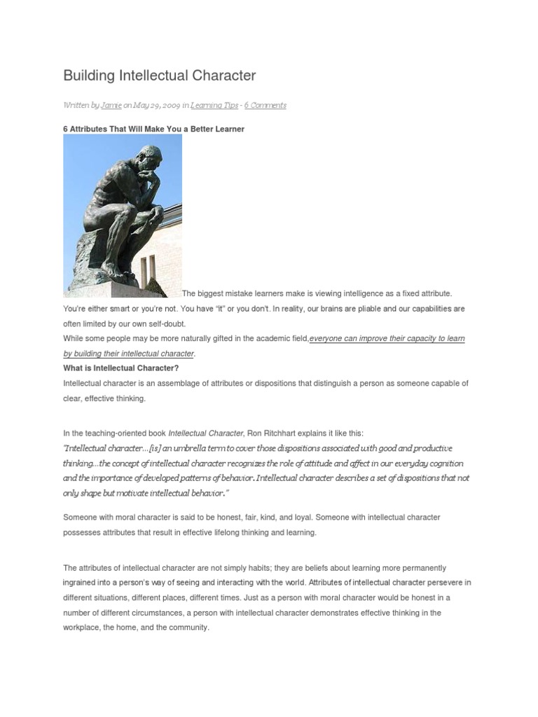 Building Intellectual Character | PDF | Metacognition | Critical Thinking