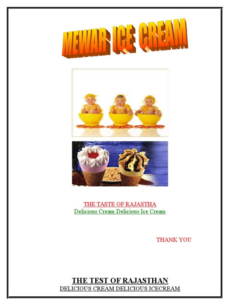 Mewar Ice Cream: Rajasthan's Finest | PDF | Food And Drink Preparation ...
