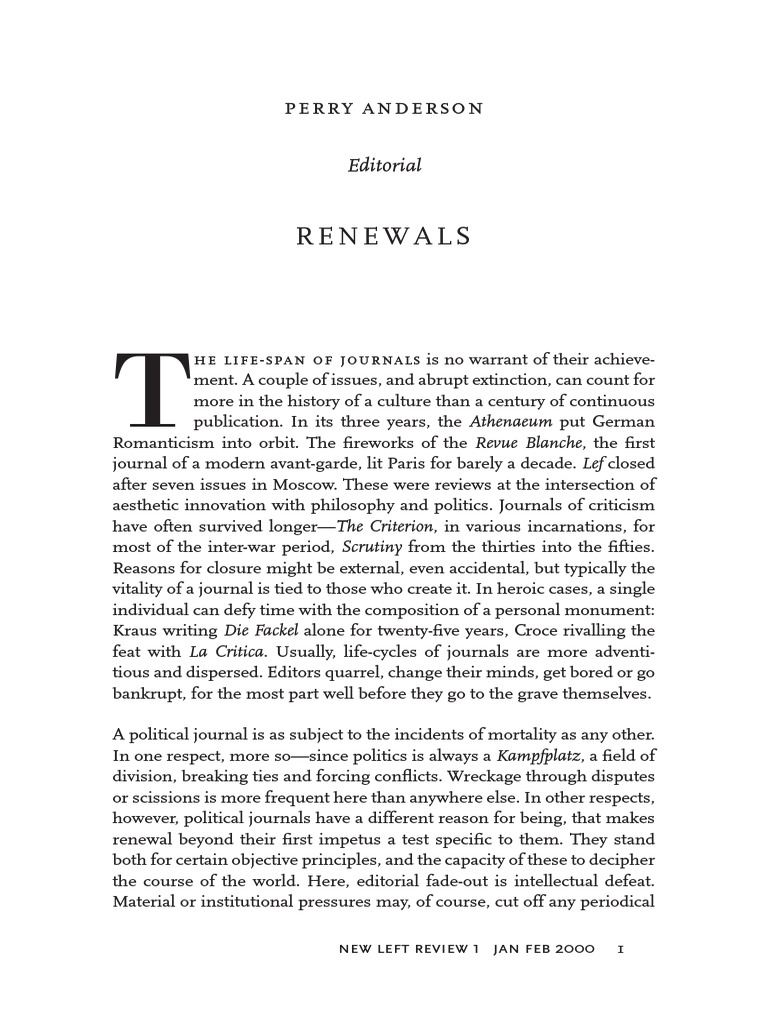 Renewals - Perry Anderson | PDF | Capitalism | Socialism