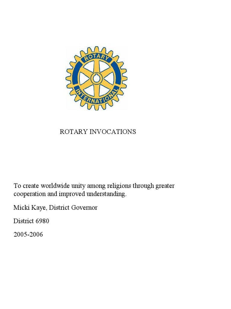 Rotary Invocation Booklet | Prayer | Peace