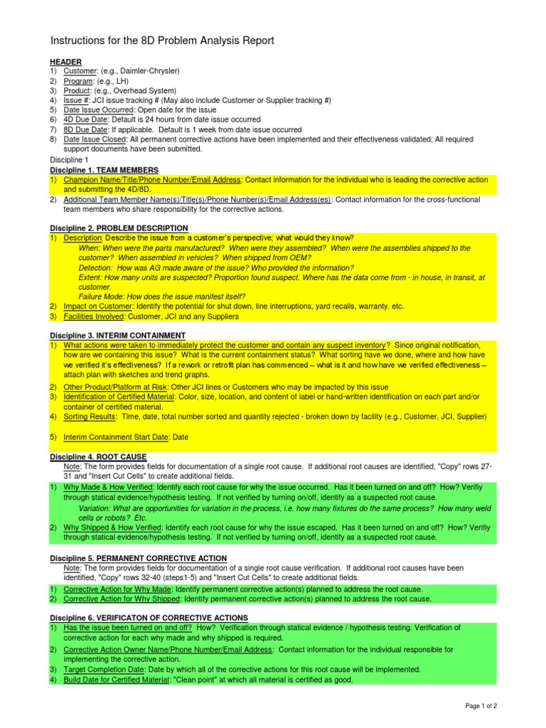 8D FORMAT (2).xls | Verification And Validation | Audit