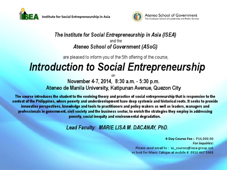 Introduction to Social Entrepreneurship Course | PDF