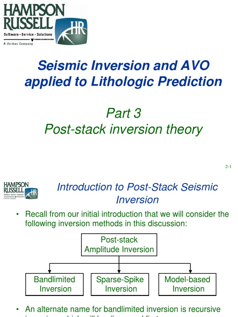 2 Post Stack Inversion | Download Free PDF | Wavelet | Spectral Density