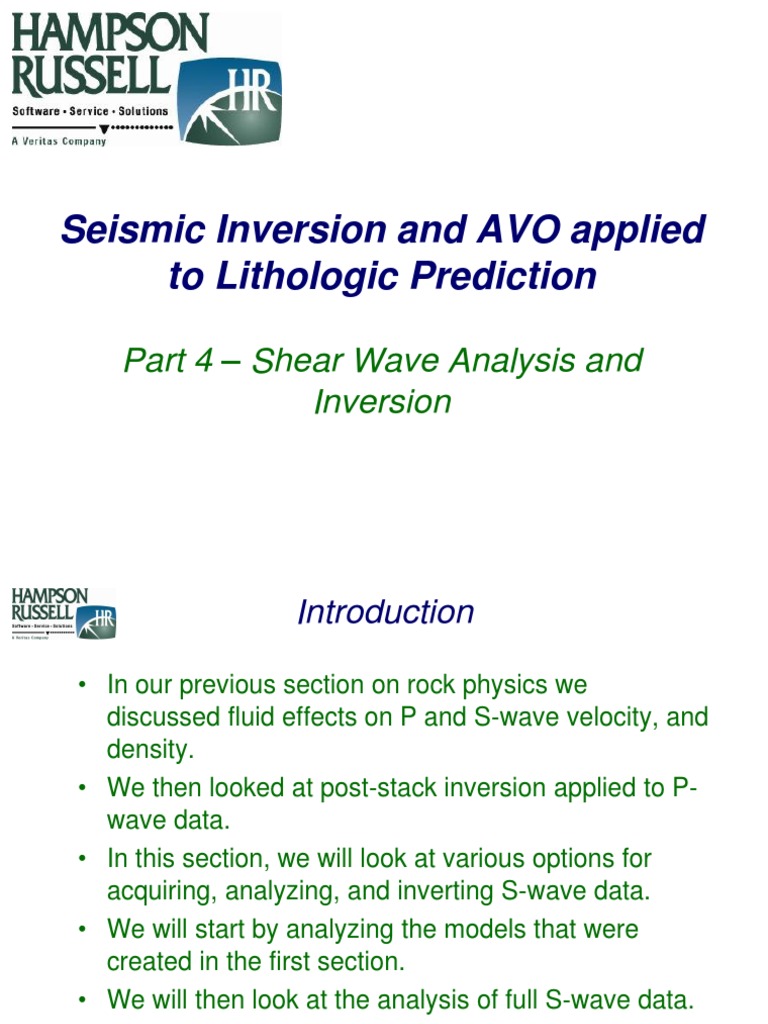 Seismic Inversion and AVO Applied To Lithologic Prediction | PDF ...