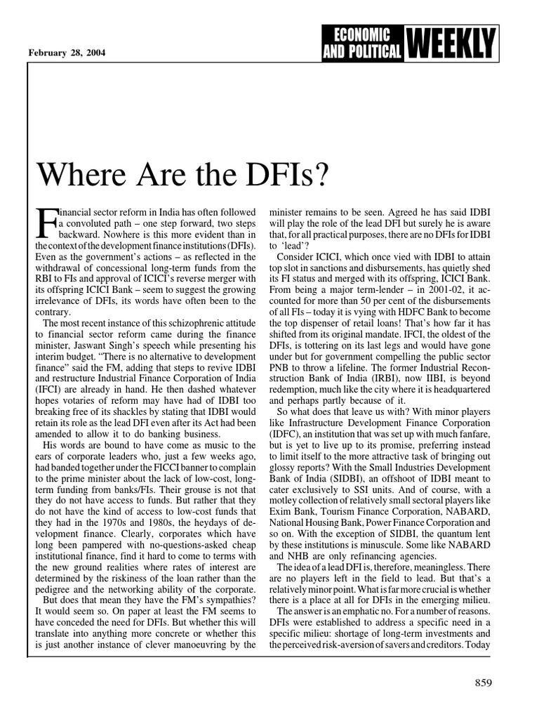 Where Are The DFIs | PDF | Banks | Economic Institutions