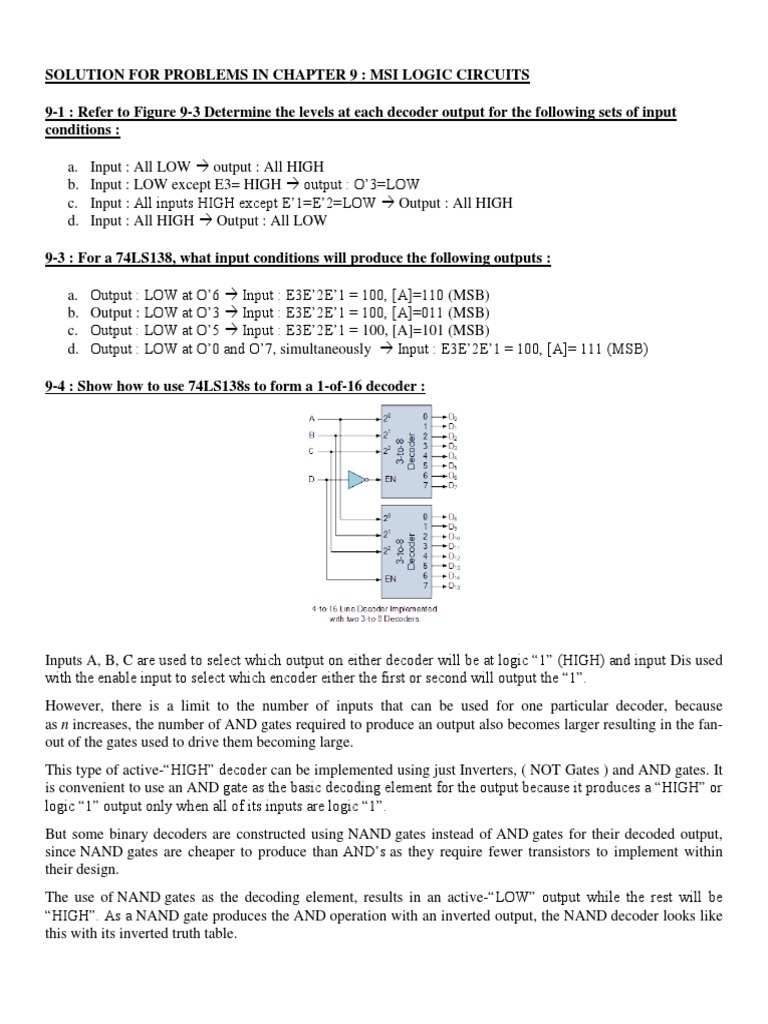Solution For All Problems in Chapter 9 | PDF | Input/Output | Logic Gate