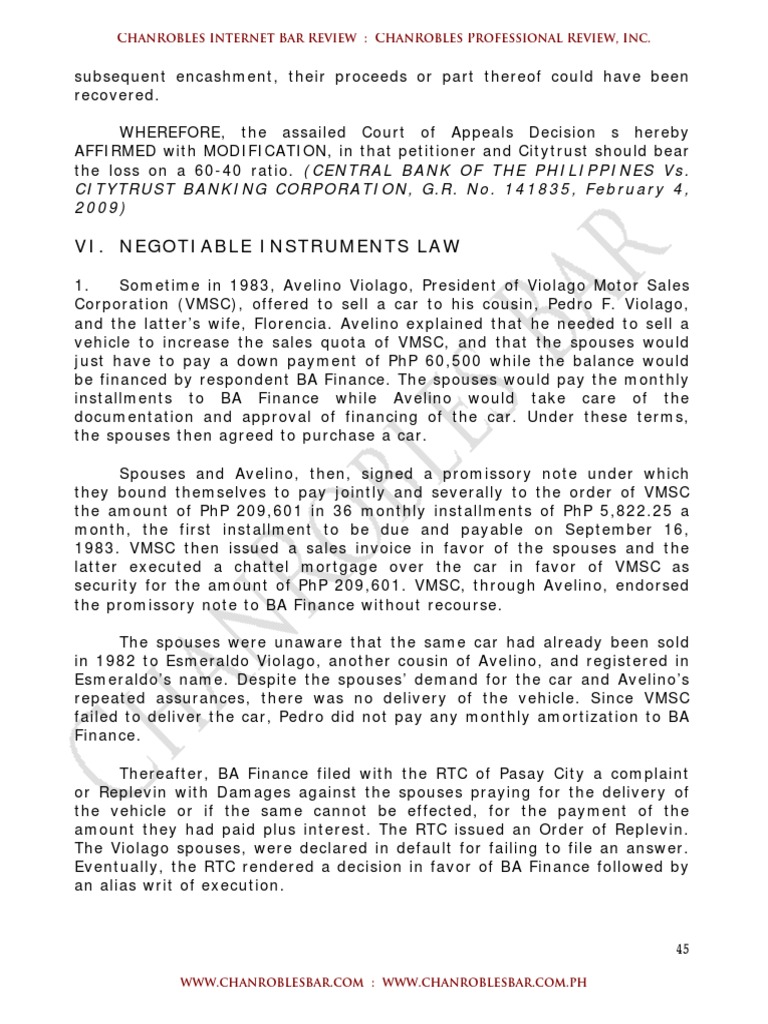 Negotiable Instruments Law Bar Questions | PDF | Negotiable Instrument | Cheque