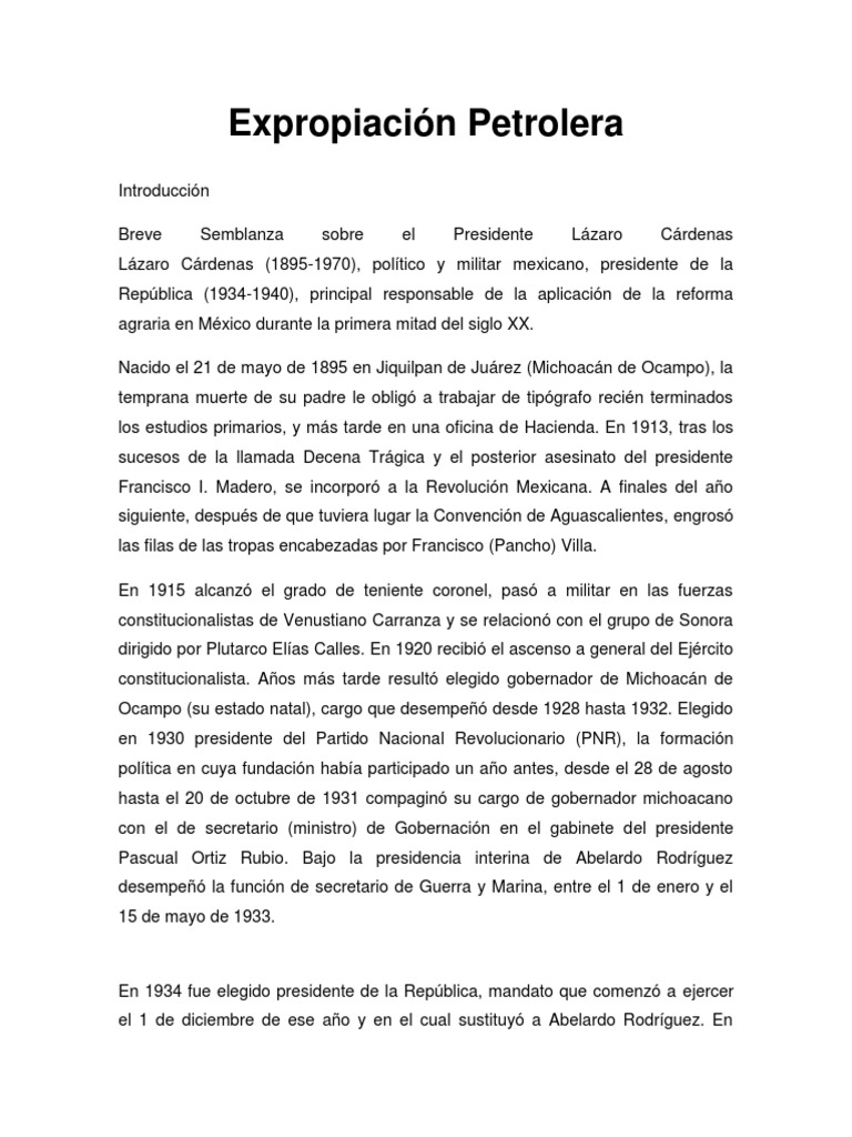 Expropiacion Petrolera Pdf México Gobierno