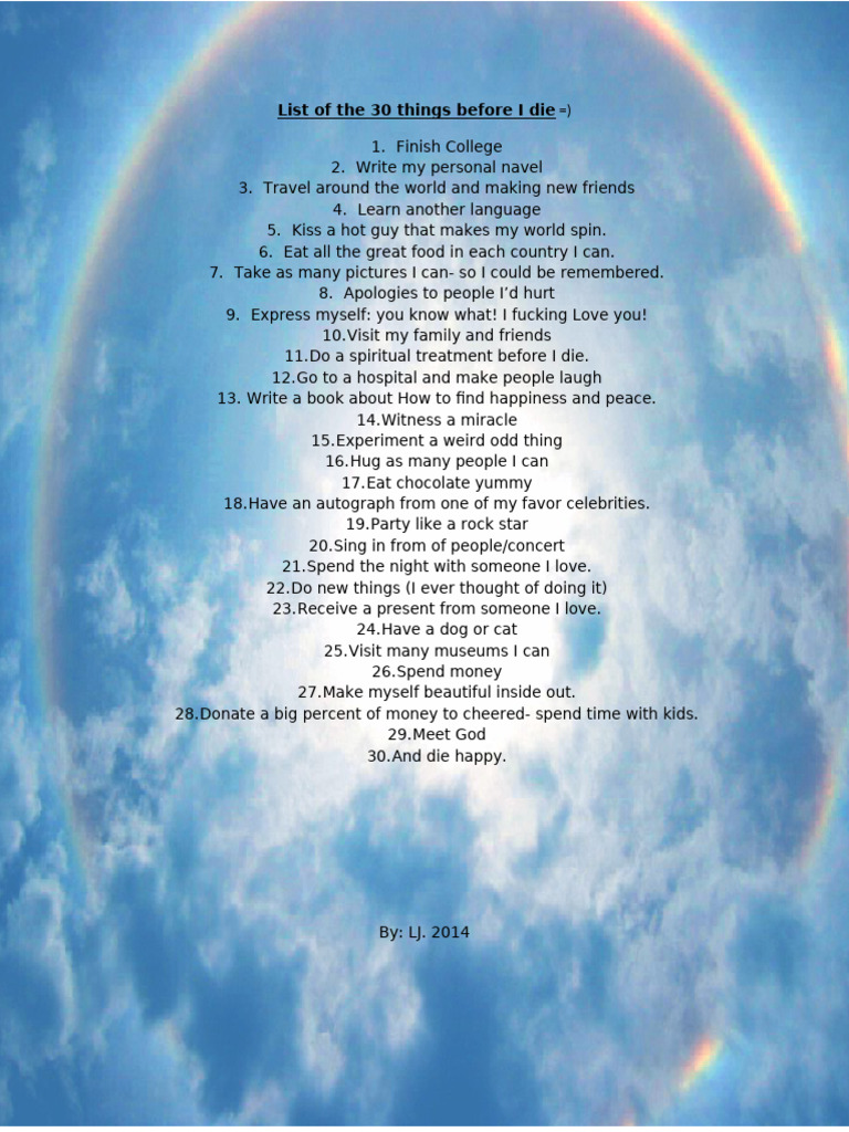 30-Item Bucket List by LJ | PDF