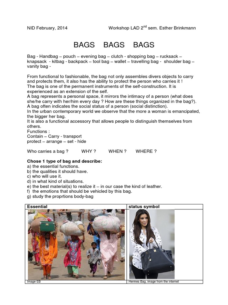 Bags Bags Bags: Chose 1 Type of Bag and Describe | PDF | Backpack ...