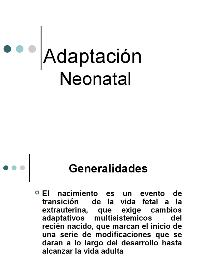 Adaptación Neonatal | PDF | Feto | Sistema circulatorio