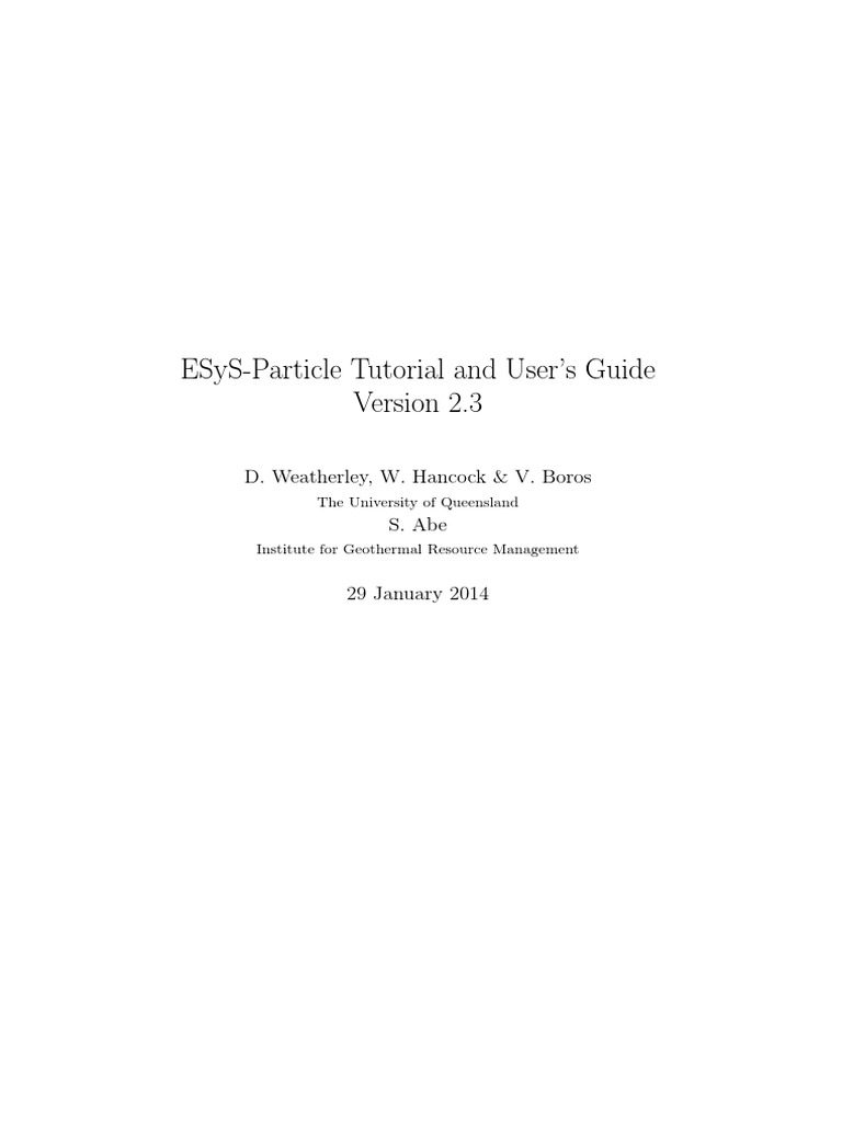 ESyS Particle Tutorial | PDF | Parameter (Computer Programming ...