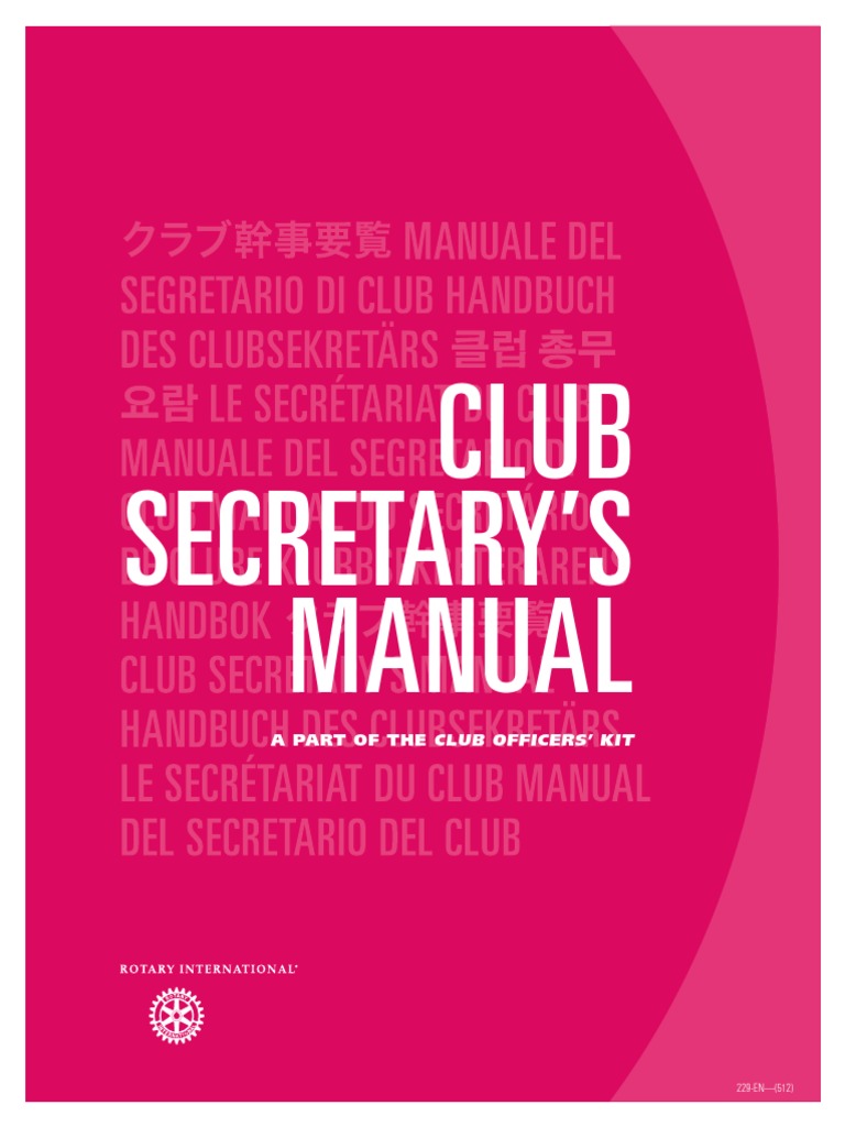 Rotary Club Secretary Manual | PDF | Proxy Voting | Secretary