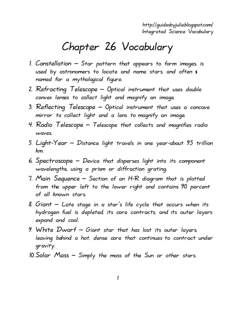Astronomy Vocabulary Guide | PDF | Stars | Galaxy