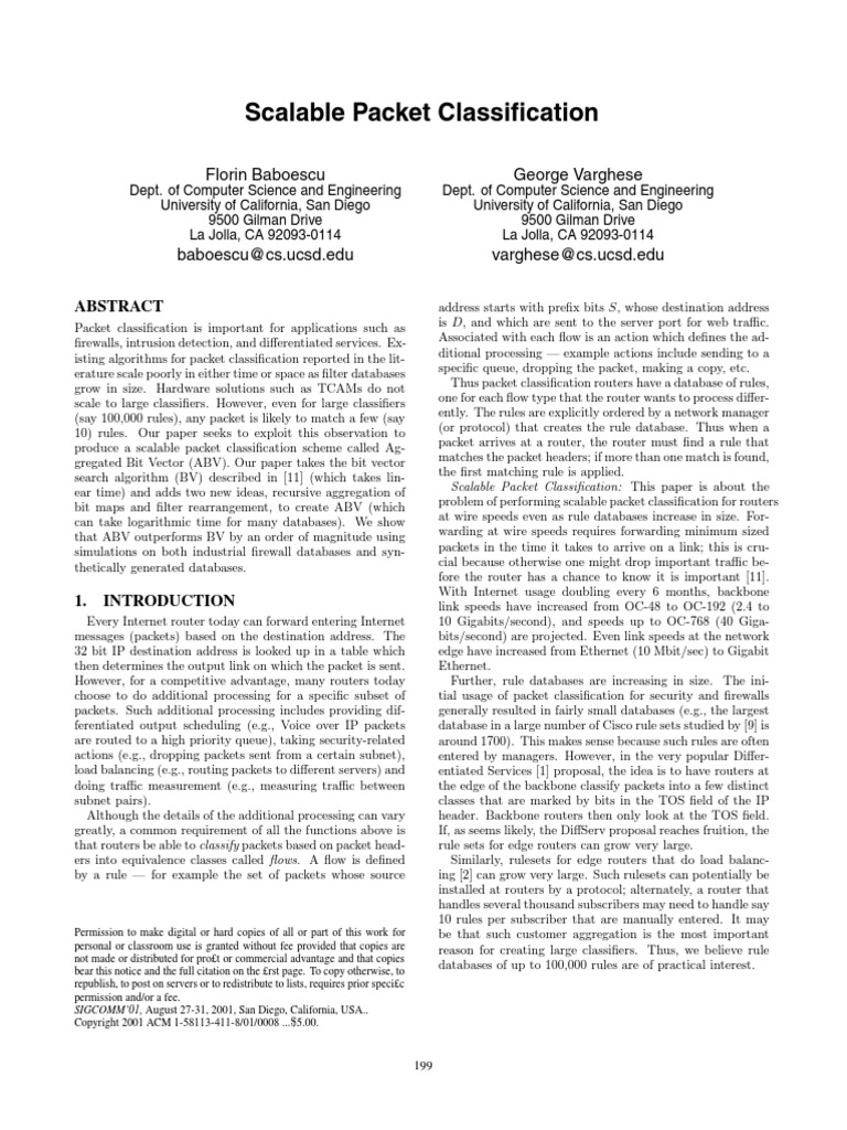 Scalable Packet Classification | PDF | Router (Computing) | Transmission Control Protocol