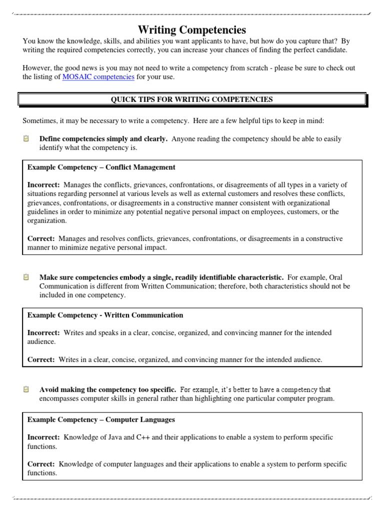 Writing Competencies | PDF | Competence (Human Resources) | Applied ...