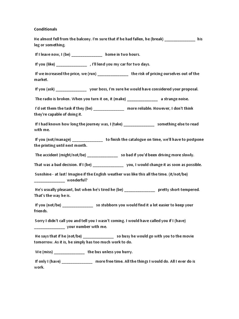 Conditionals Exercises | PDF