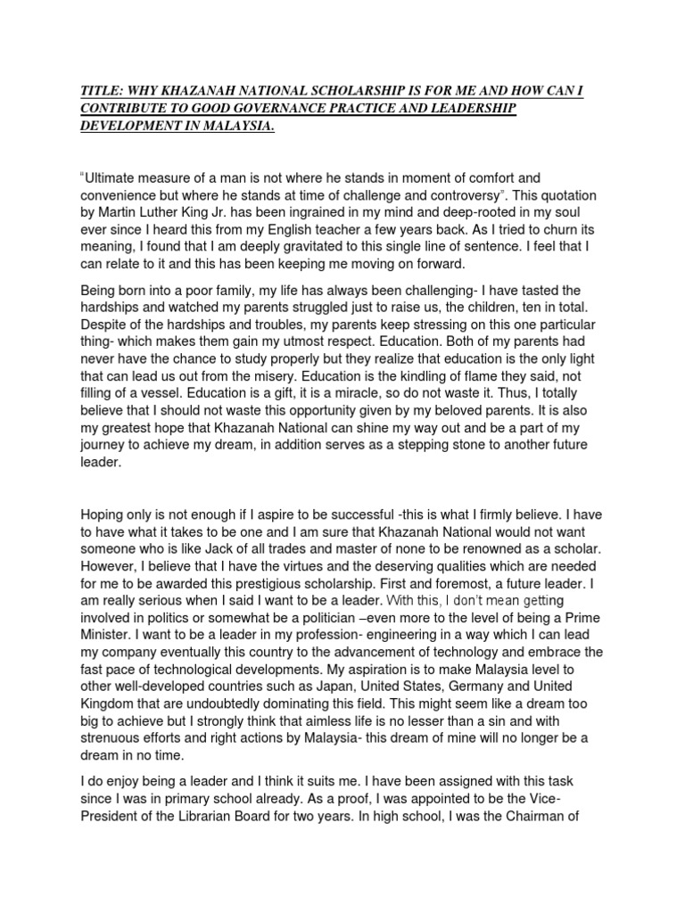 Personal Statement | Good Governance | Governance