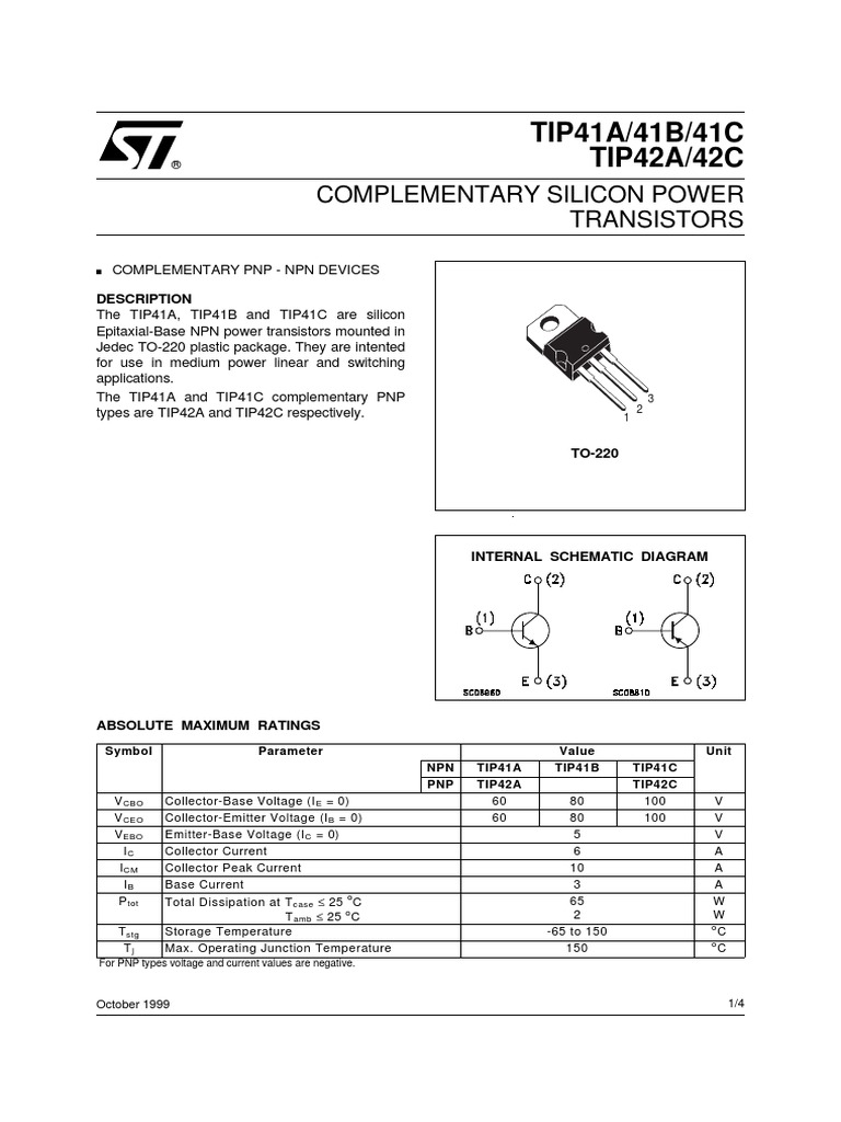 t Bjt - Tip41_tip42 (Met Pinout) | Bipolar Junction Transistor ...