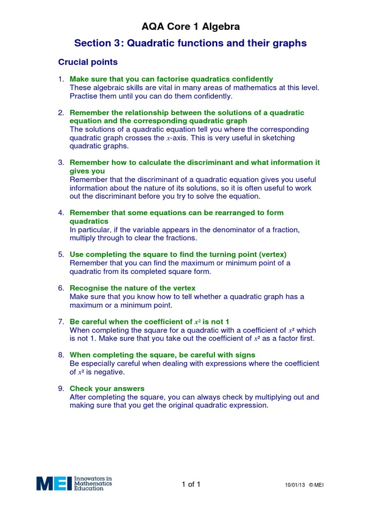 Quadratic Functions and Their Graphs | PDF