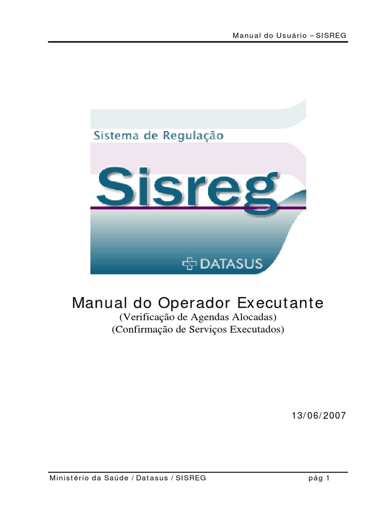 Manual Do Operador Executante Sisreg III (179 021210 SES MT) PDF | PDF ...