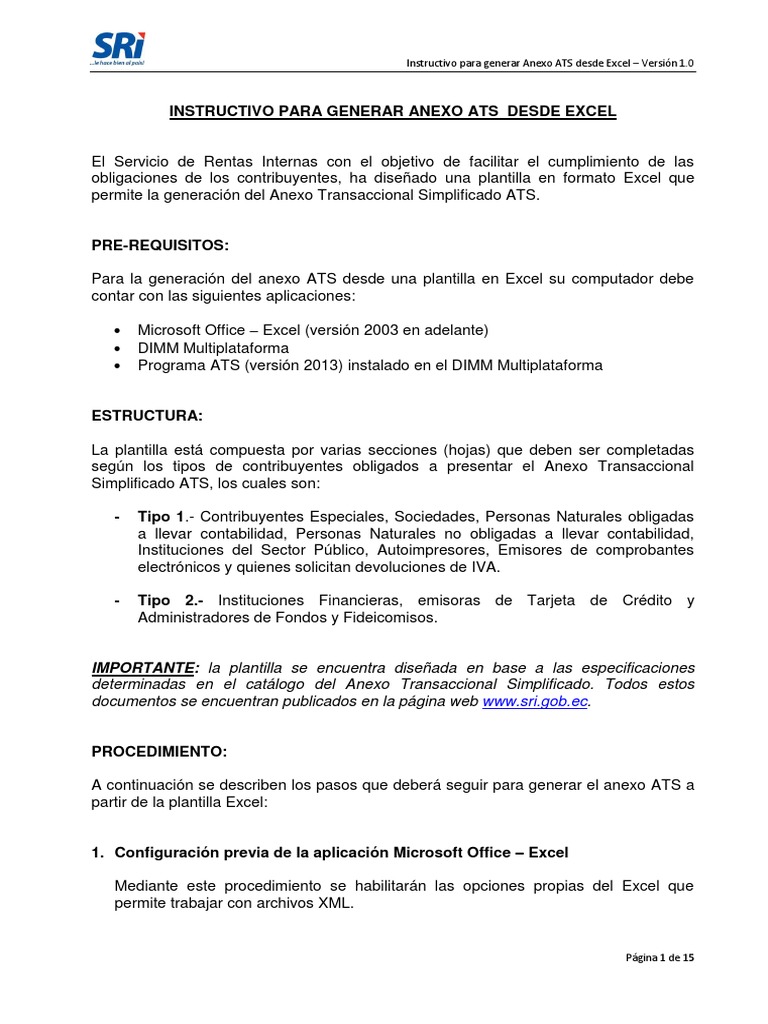 Instructivo Generacion ATS Desde Excel | PDF | Microsoft Excel | Microsoft