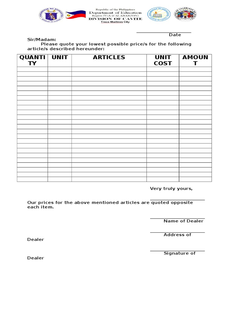 Canvass Form | PDF