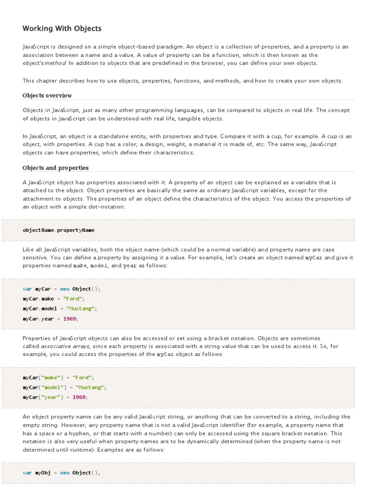 Working With JavaScript Objects: A Comprehensive Guide to Object ... Working With JavaScript Objects: A Comprehensive Guide to Object ...