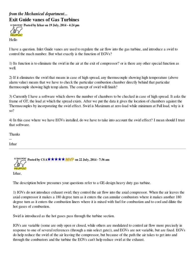 Exit Guide Vanes of Gas Turbines | PDF | Gas Turbine | Gas Compressor