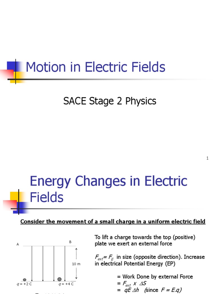 Motion in Electric Fields: SACE Stage 2 Physics | PDF | Voltage ...