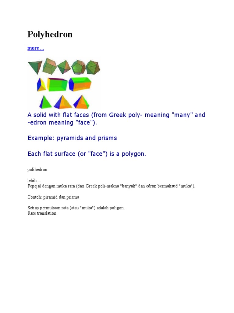 Polyhedron | PDF | Seni & Disiplin Bahasa | Kajian Bahasa Asing