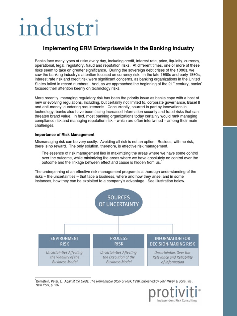 Implementing ERM in The Banking Industry | PDF | Risk | Risk Management
