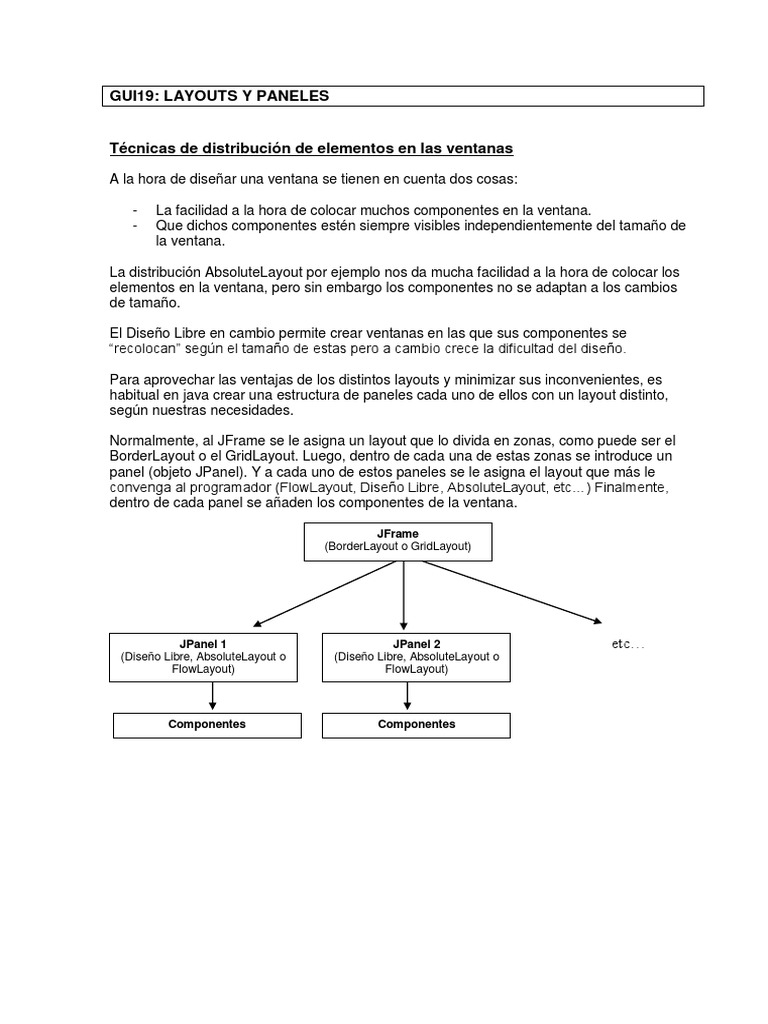 Diseño de Paneles en Java GUI | PDF | Java (lenguaje de programación ...