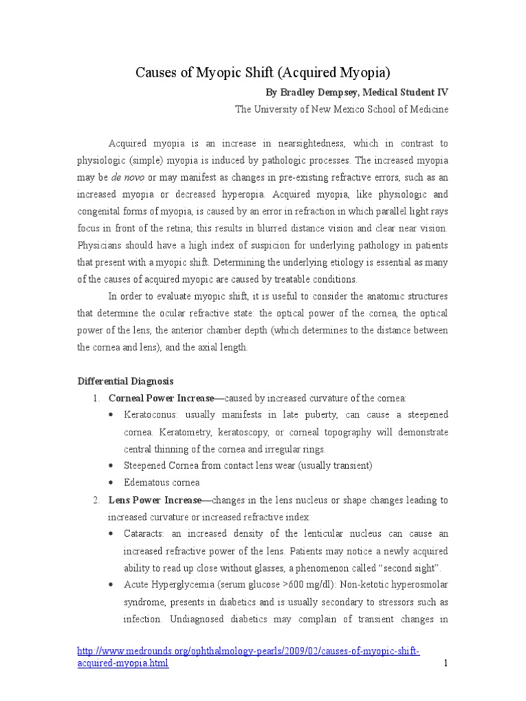 6 Causes of Myopic Shift | PDF | Cornea | Eye