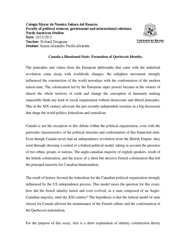 Final Essay | PDF | Canada | Identity (Social Science)