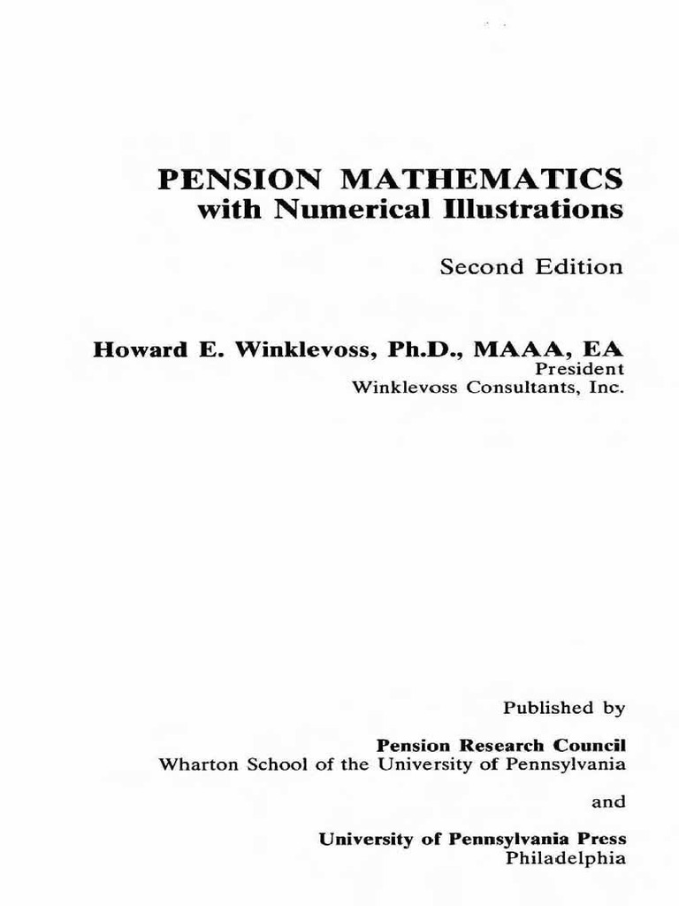 Pension Mathematics With Numerical Illustrations: Second Edition | PDF ...