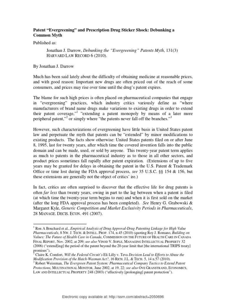 Debunking Drug Patent Evergreening | PDF | Generic Drug | Patent