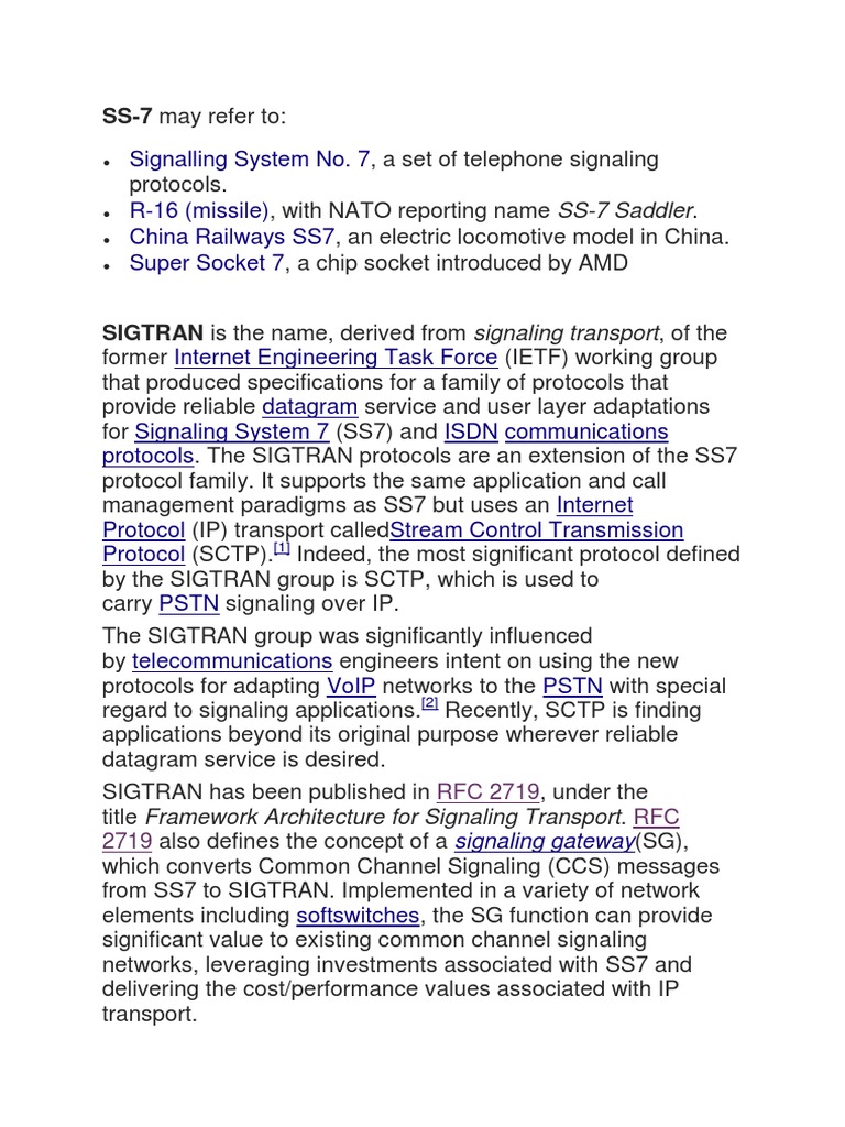 SS-7 May Refer To:: RFC 2719 RFC 2719 | Download Free PDF | Internet ...