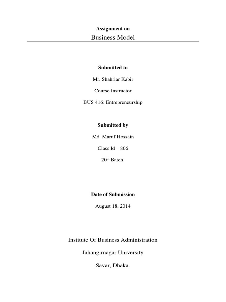 Business Model: Assignment On | PDF | Business Economics | Service ...
