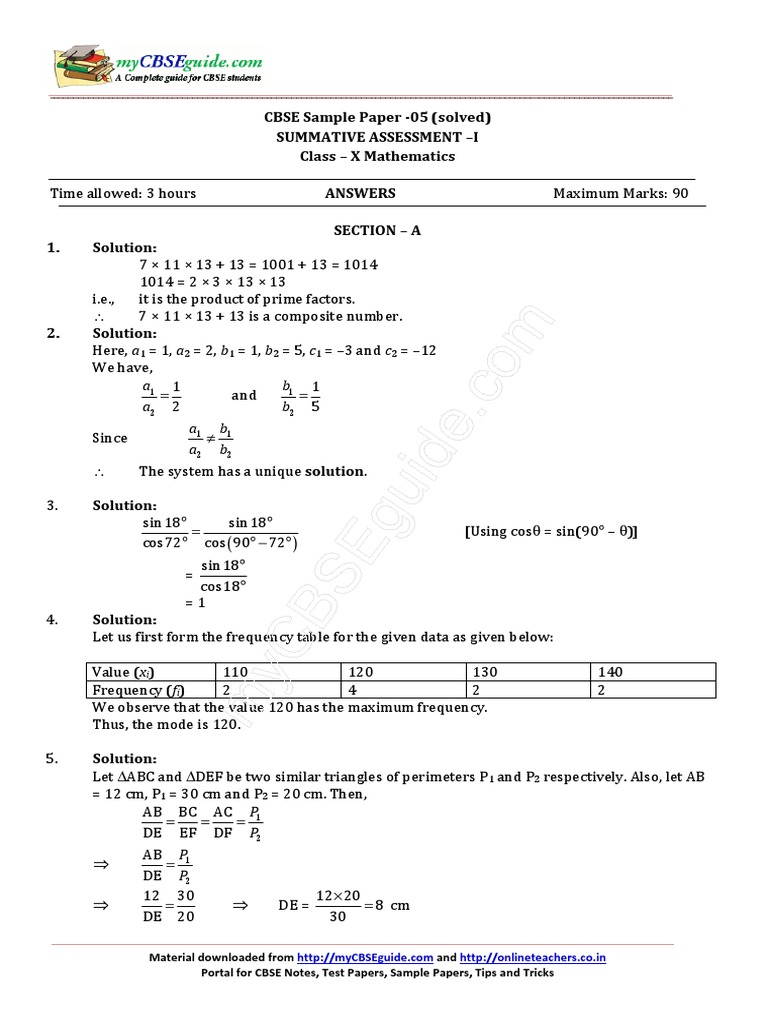 2015 10 SP Mathematics Sa1 Solved 05 Sol Edf | PDF | Teaching Mathematics