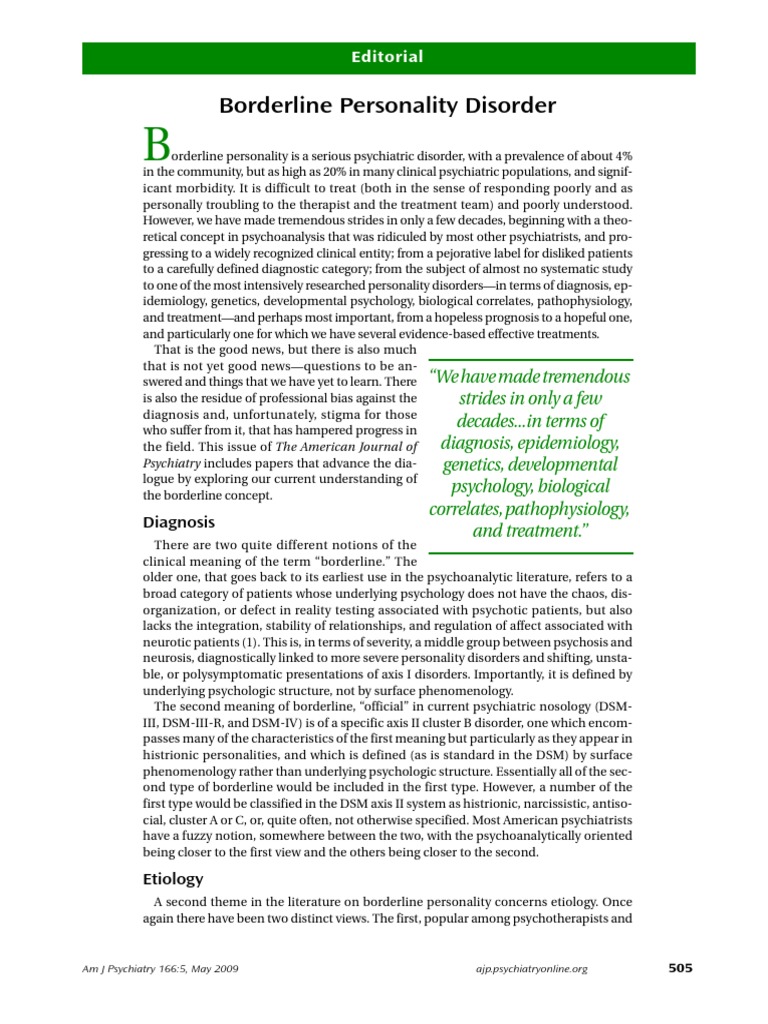 Borderline Personality Disorder, Kernberg & Michels | PDF | Diagnostic ...