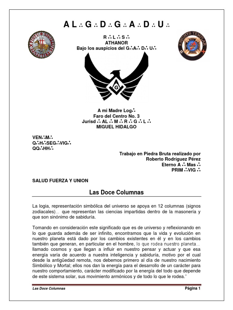 Las 12 Columnas | PDF | Masonería | templo