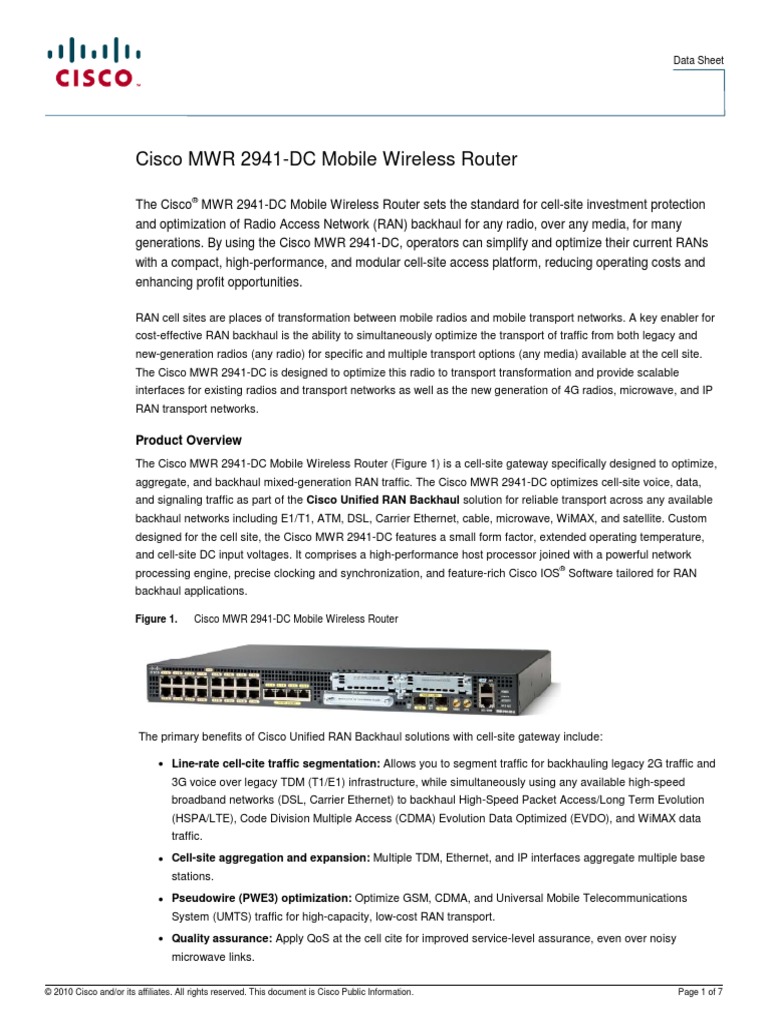 Cisco MWR 2941-DC Mobile Wireless Router: Product Overview | PDF ...